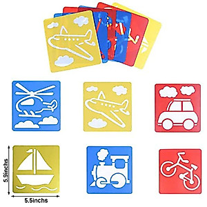 12Pcs Drawing Stencil Template for Kids Crafts Drawing Stencils in Shapes of Transport Drawing Stencils Drawing Toys Cartoon Drawing Template Hollow Painting Template Painting