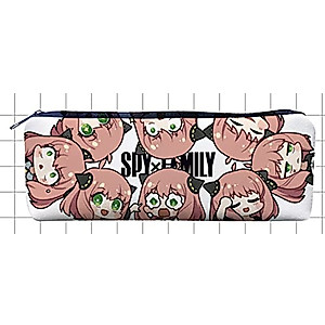 foefaik Anime Spy x Family Anya Pencil Case,Canvas Organizer Box Pouch Makeup Bag Capacity Case with Zipper, 5.1 inch