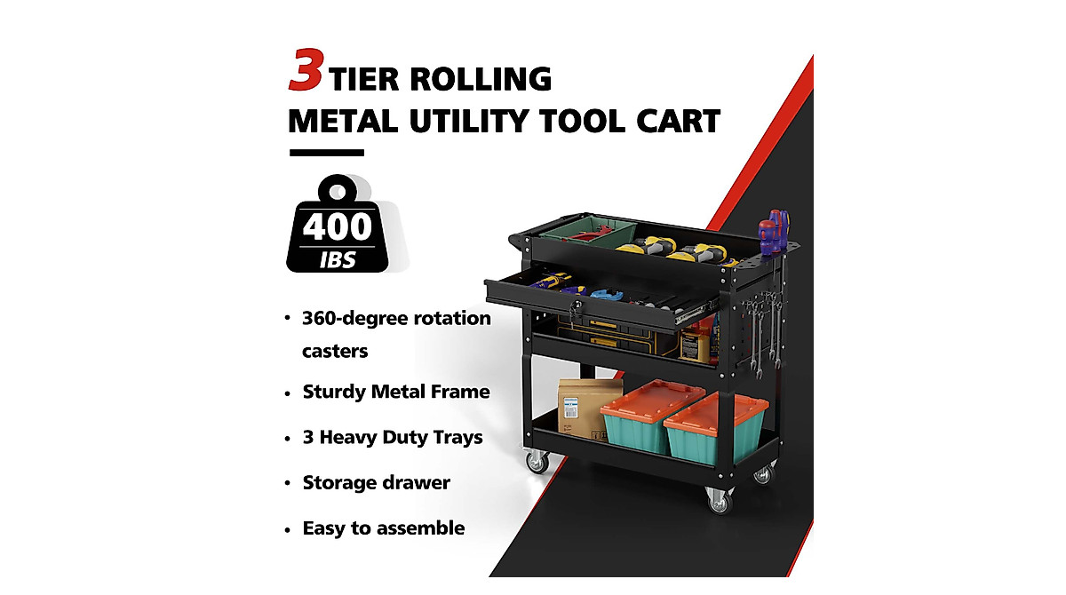 Durable Rolling Tool Cart for Garage & Warehouse