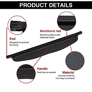 Powerty Compatible with Cargo Cover Subaru Crosstrek and Impreza 2018-2023 Accessories Rear Trunk Security Cover Retractable Trunk Cover Shielding Shade (Not Fit for Plug-in and Hybrid Models)