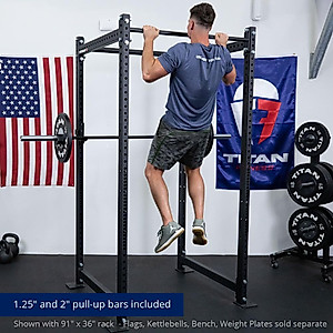 Titan Fitness T-3 Series Black Tall Power Rack, 36in Depth, Weight Plate Holders, 1,100 LB Capacity Cage for Weightlifting and Strength Training