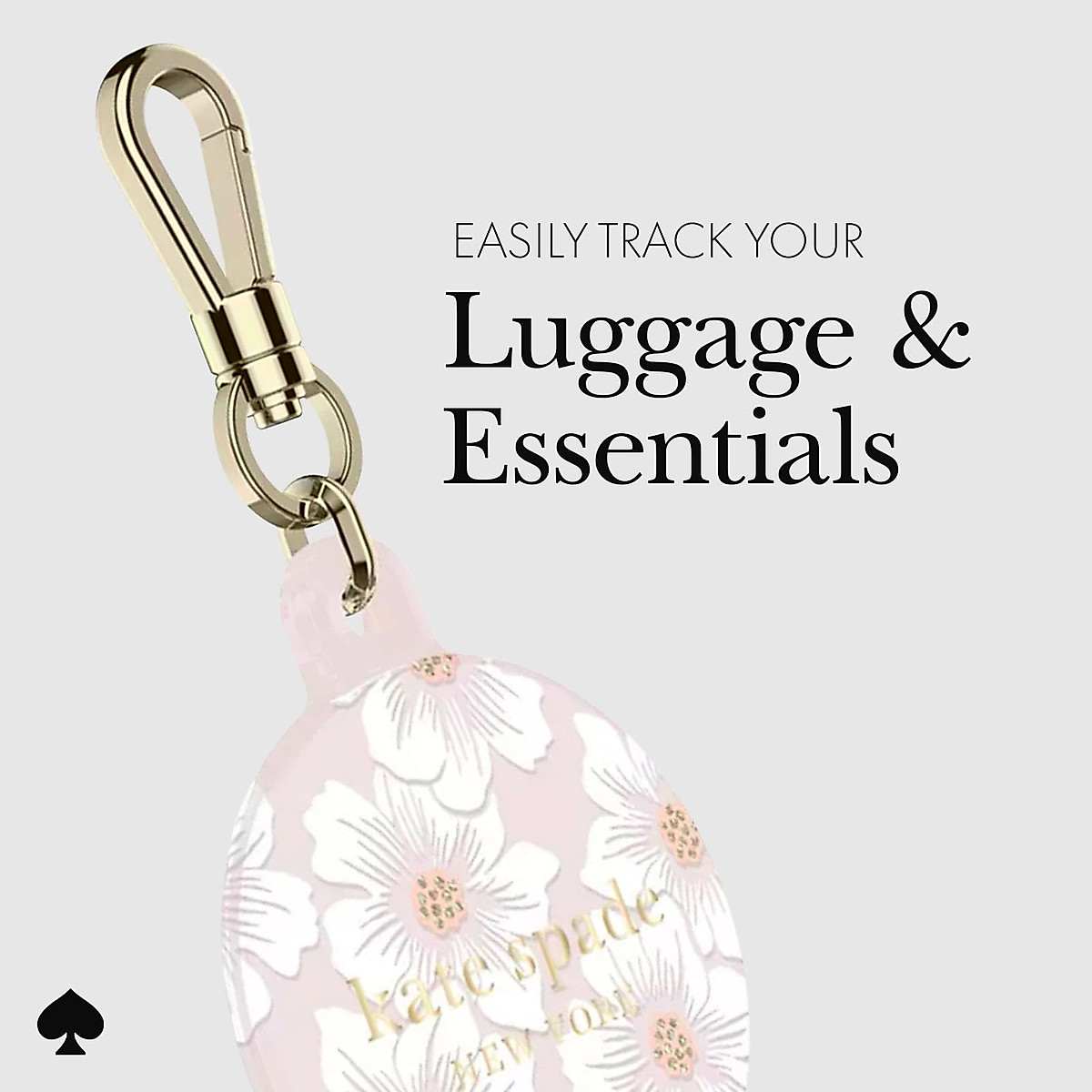 kate spade new york AirTag Holder with Gold Ring Clip - Protective Case for Apple AirTag - Hollyhock Cream