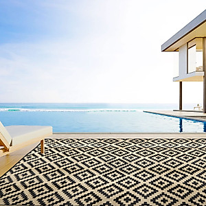 TwoPone Reversible Patio Rug,Outdoor Rug 6'X 9'for Patios Clearance,Plastic Straw Rug,Boho Outdoor Carpet Camping Mats Rv Rugs for Patio,Backyard,Deck,Picnic,Beach,Lawn,Balcony,Porch,Camper