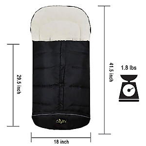 CozyMe 3 in 1 Winter Outdoor Tour Toddler Universal Stroller Sleeping Bag, Waterproof Footmuff, Length/Height/Temperature Adjustable Baby Bunting Bag, Black