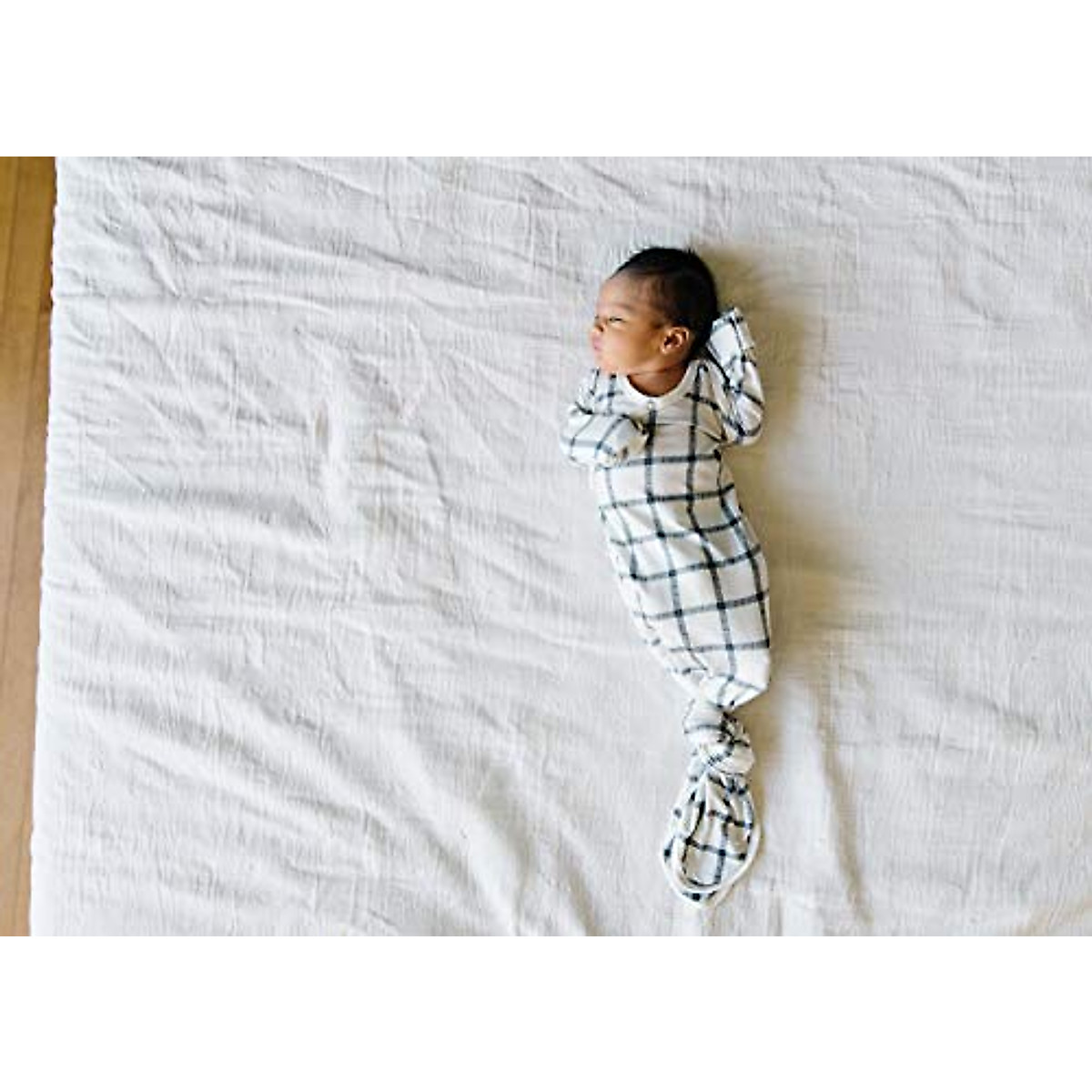 Copper Pearl Baby Gown - Knotted Newborn Sleepers for Baby Boy and Girl, Soft Stretchy Long Sleeve Infant Gowns with Bottom Tie and Hand Mittens, Perfect Hospital Coming Home Outfit (Ledger)