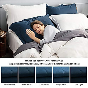 Bedsure Standard Pillow Shams Set of 2 for Kids, Brushed Microfiber Navy Bed Pillow Shams for Queen Bed, Super Soft and Cozy 20x26 Inch Shams Envelope Closure