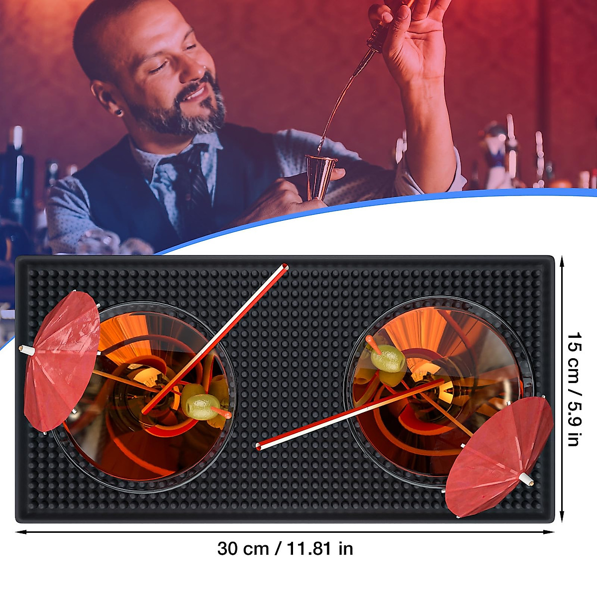 Noverlife 2PCS Barber Work Station Mat for Salon, Flexible PVC Heavy Duty Antiskid Rubber Mat for Stations, Service Mat Cushion for Bar, Heat-Resistant Pad Tools for Styling Hair Dryers Hair Trimmers