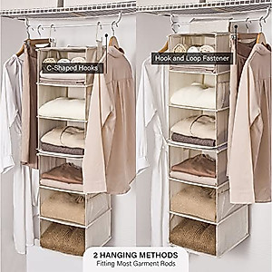 StorageWorks Two 3-Shelf Separable Closet Hanging Shelves with 1-Pack Storage Box with Lid