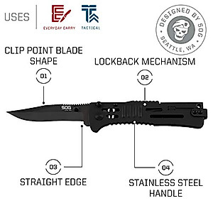 SOG Folding Knife SlimJim Slim Pocket Knife Black
