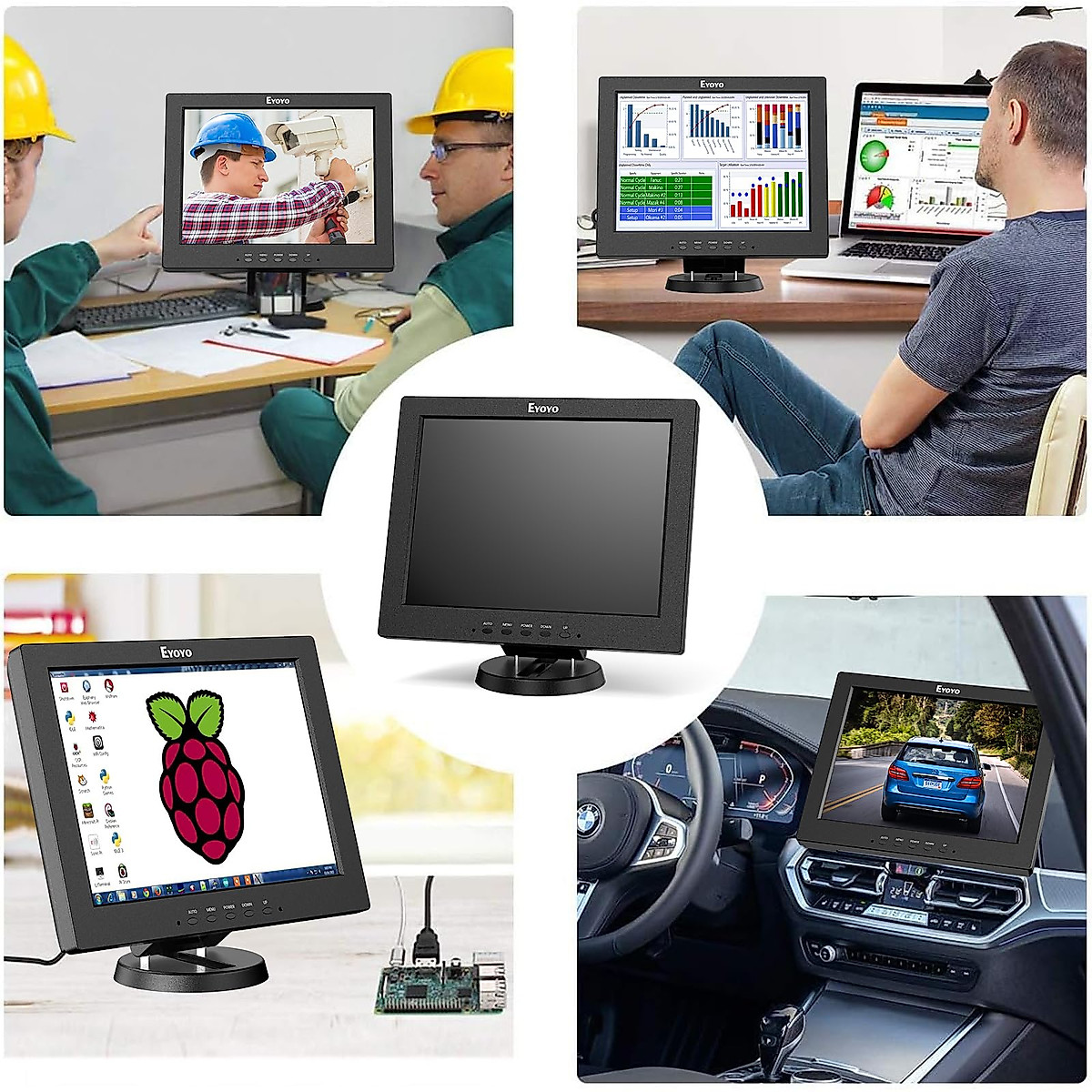 Eyoyo 12 Inch HDMI Monitor with BNC VGA AV HDMI Input 800x600 Portable 4:3 TFT LCD Mini HD Color Screen with Bulit-in Speaker