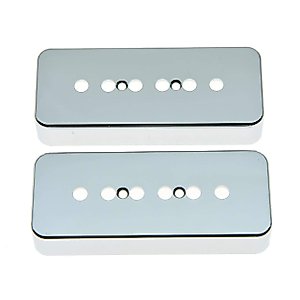 KAISH 2pcs Chrome 50mm Pole Plastic P90 Guitar Pickup Covers Soapbar Pickup Cover for Les Paul