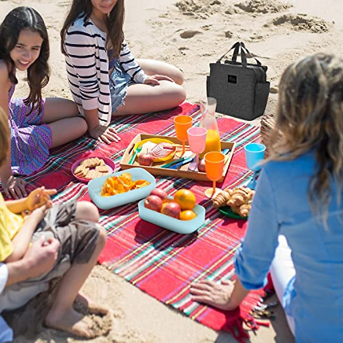 PVSpro JUST FOR YOU Bento Box Set with Insulated Tote, Mug & Cutlery Set, Stackable Bento Box for Lunch, Bento Kit Lunch Box with Handle, Large Bento Lunchbox Container, Japanese Bento (Sky blue)