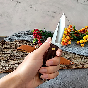 Meat Cleaver Knife, Outdoor camping knife split deboning stainless steel household fruit knife outdoor small kitchen knife (Color : A with cover)