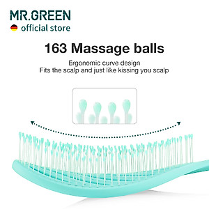 MR.GREEN Hollow Out Hair Brush Scalp Massage Combs Hair Styling Detangler Fast Blow Drying Detangling Tool For Wet Dry Curly Hair (Green)