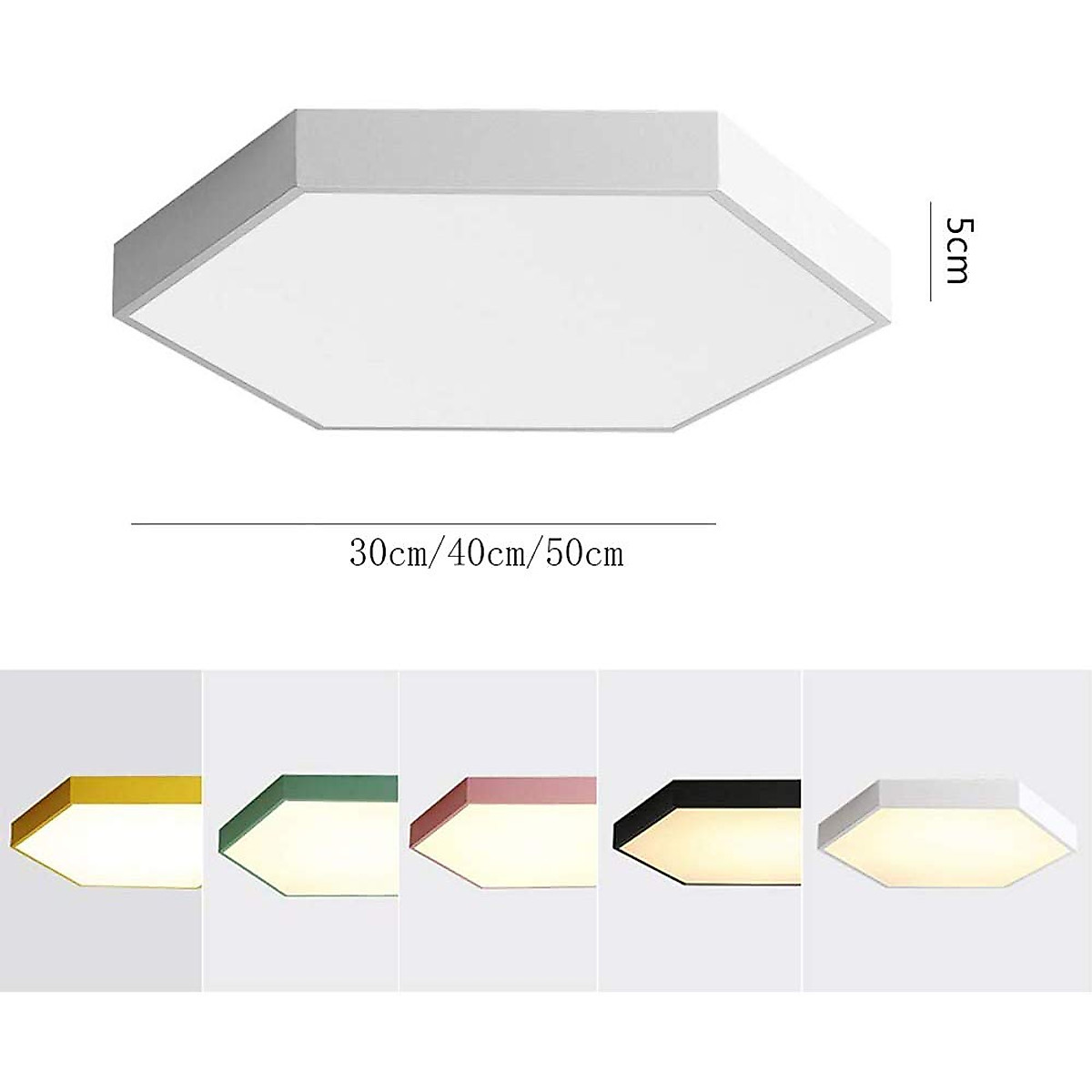 Black LED Ceiling Light Fixture Flush Mount With Remote Dimmable Ceiling Lamp Hexagon Metal Ceiling Lamp For Living Room Bedroom Dining Room Kitchen-Black tricolor light change 50cm