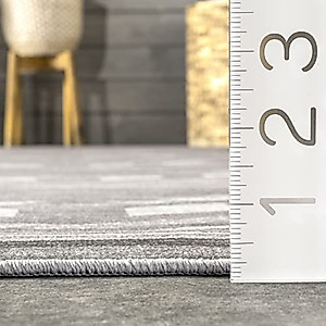 nuLOOM Joni Tribal Machine Washable Indoor/Outdoor Area Rug, 6' x 9', Grey