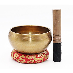 SANSKAR NEPAL Tibetan Singing Bowl Hand Hammered - 5.5 Inch - For Mediation, Yoga, Sound Therapy, Spiritual Healing, Prayer, Mind and Body Relaxation (5.5")