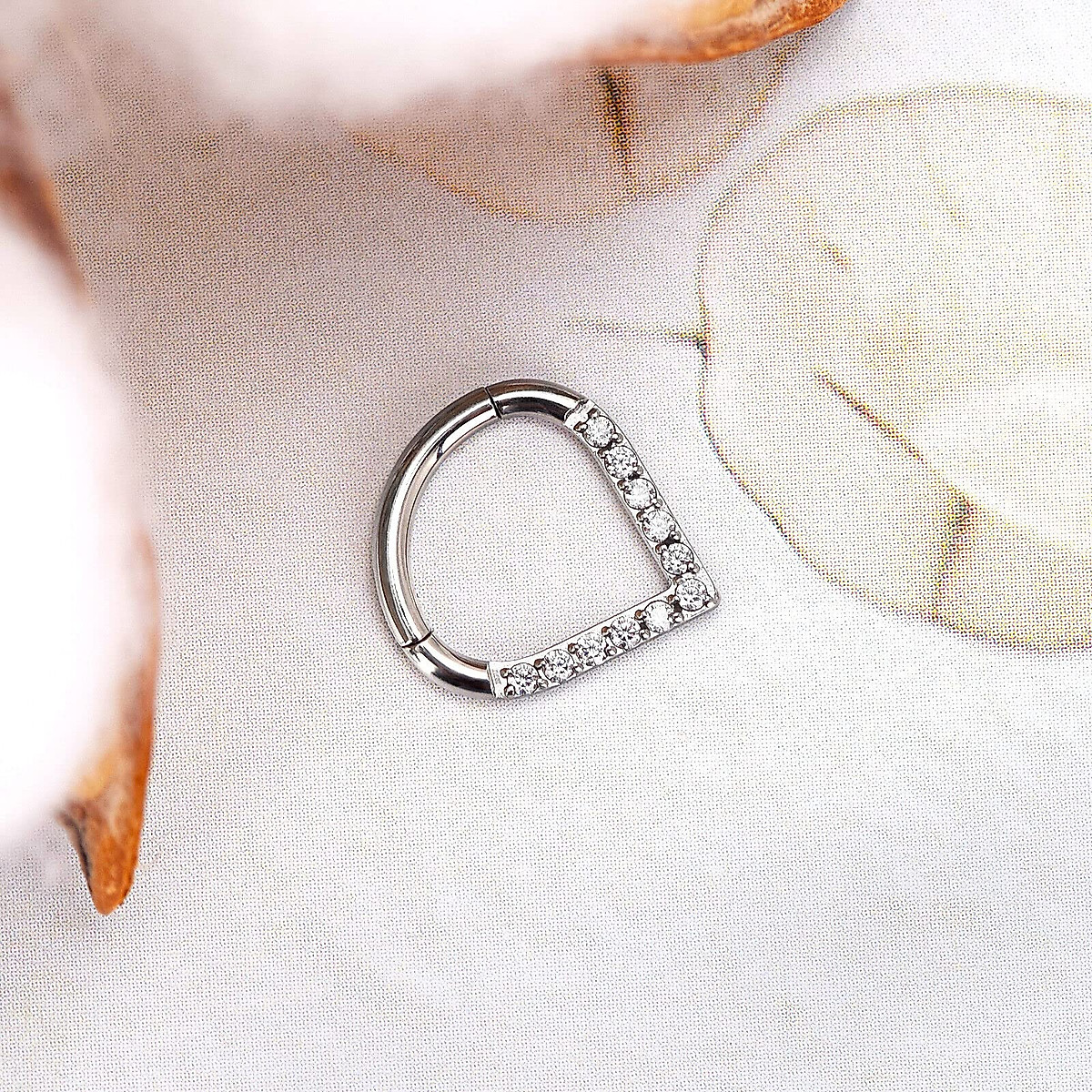 Awinrel Septum Rings 16G Helix Rook Cartilage Tragus Clicker Earrings CZ Teardrop Nose Hoop Daith Earring 8mm 316L Surgical Steel Segment Piercing Jewelry