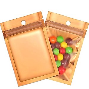 150 Packs Mylar Zip Lock Bags Aluminum Foil Bags Durable Double-Sided Metallic Foil Mylar Flat Bag 7.5 x 12 cm/ 3 x 4.7 Inch (Gold)