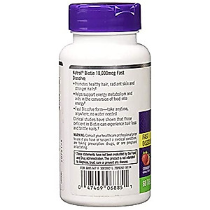 Biotin 10,000mcg Fast Dissolve, 60 Count (Pack of 4)
