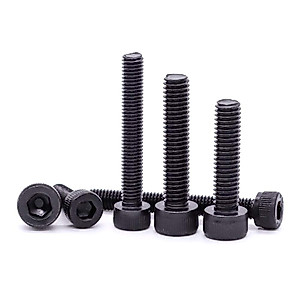 M3-0.5 x 12mm Socket Head Cap Screws, 12.9 Grade Alloy Steel, Black Oxide Finish, Full Thread, Coarse Thread, Allen Hex Drive, 100 pcs