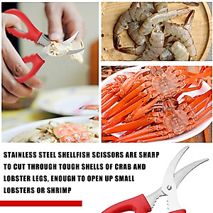 Gisafai 30 Pcs Kitchen Seafood Scissors for Crab Bulk, Red Leg Scissors Multifunctional Stainless Steel Shears Crab Leg Crackers Fish Crab Shrimp Lobster Scissors for Kitchen Seafood Peeling Tools