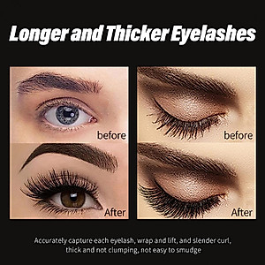 4D Silk Fiber Lash Mascara, Black Voluminous Fiber Thrive Mascara, Mascara Black Volume and Length, Longer Thicker Eyelashes, Waterproof & Long Lasting, No Smudge, No Clumping, No Flaking (1pcs)