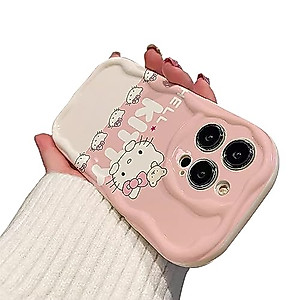 Cartoon Case for iPhone 14 Pro Case, Cute Funny Kawaii Kitty Cat Animal Character Phone Case 3D Cover Silicone Phone Case for Kids Girls and Womens