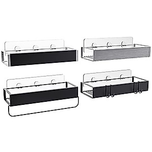 ROSEYAT 2-Pack Shower Caddy Adhesive Strong Sticky Waterproof Heavy-Duty Wall Stick Adhesives Hook Strip Nail Free Transparent Adhesive Pad for Kitchen Racks, Bathroom Shelves, Storage Organizers