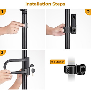 Circooter Bike U Lock, Heavy Duty Security U Cable Bike Lock Electric Scooter Anti Theft U Lock with 3Keys & Mounting Bracket Bicycle Secure Locks