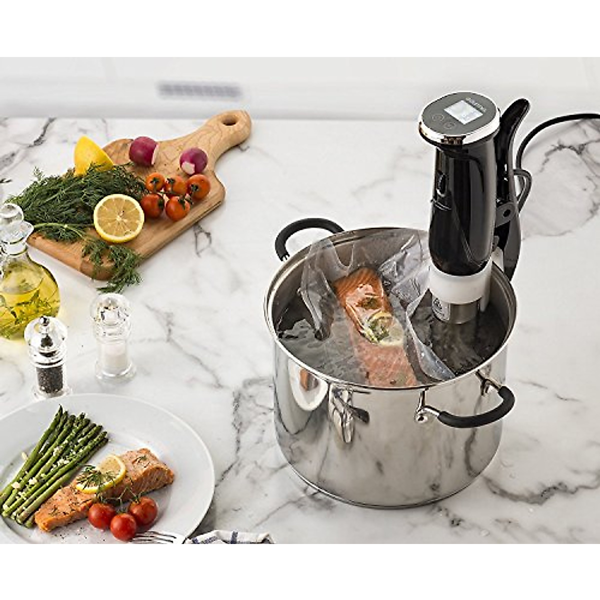 Gourmia GSV150 WiFi Sous Vide Cooker Immersion Pod - 3rd Generation - Powerful & Accurate - App Controlled -1200W - Black - ETL Listed - Free Recipe Book