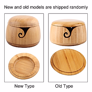 ZJchao Yarn Bowl Natural Handmade Crafted Wooden Yarn Bowl with Removable Lid for Knitting and Crocheting, for Mom and Grandmother