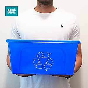 good natured Desktop Recycler, 3 Gallon / 11 Liter – Recycling Bin for Office Recycling Container - Plant Based, BPA-Free Small Storage Bin with Recycling Logo, Blue