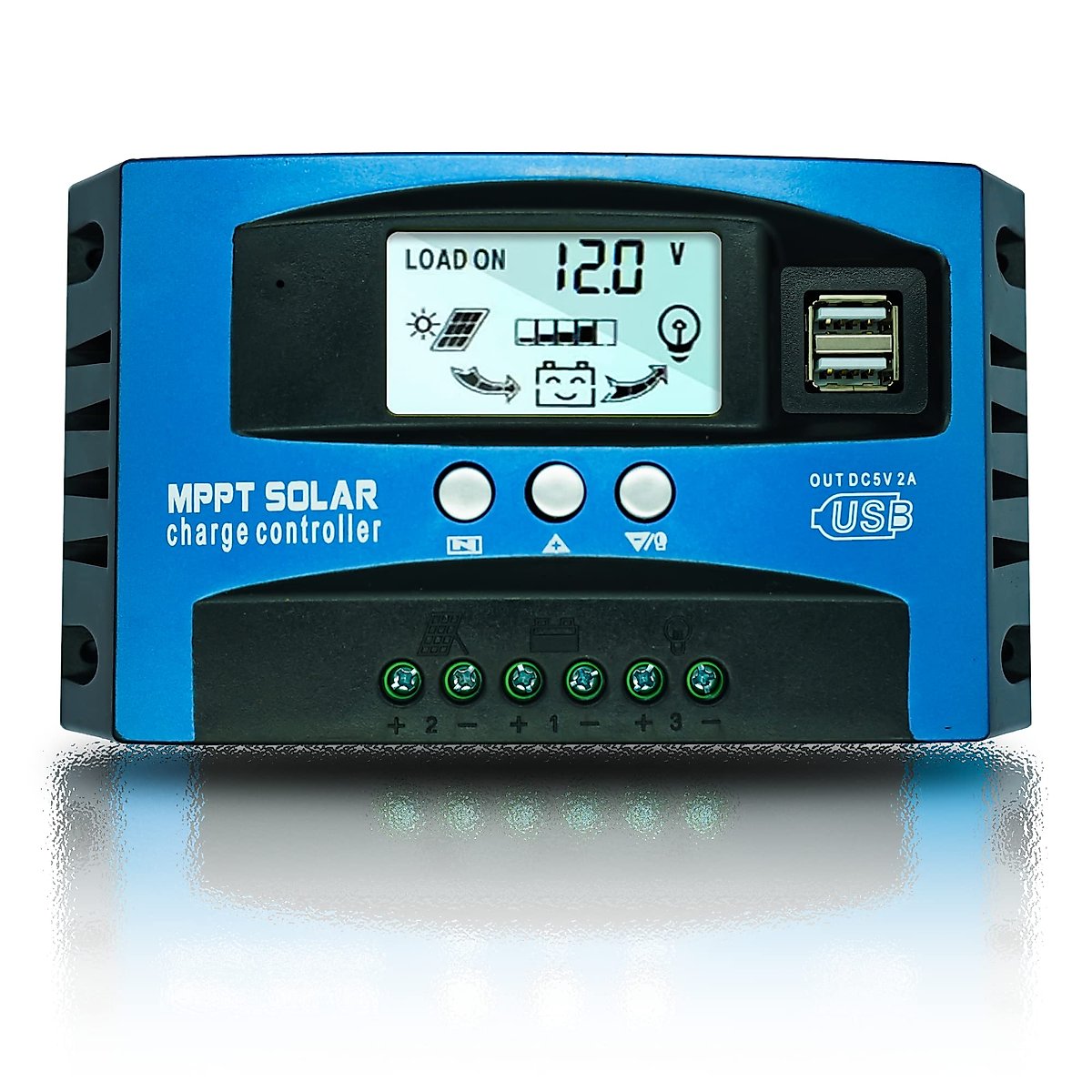 POWLSOJX 60A Solar Charge Controller 12V/24V Auto-Adapting, MPPT Technology, and Multiple Protection Features (60A)