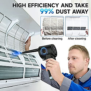 Air Duster for Computer Keyboard Cleaning - Cordless, Rechargeable 6000mAh Battery，Powerful Brushless Motor and 10W Fast Charging Air Duster Compressed Air