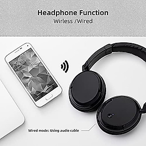 BAOBER Wireless Bluetooth Headphone Over Ear, Bluetooth Transmitter for TV,PC,3.5mm Audio Device, Wired and Wireless Headset (Black)