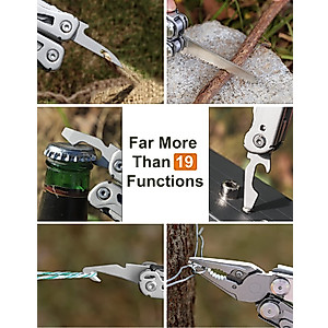 SUYIWEE Multitool 19-in-1 with Safety Lock, Professional 440A Stainless Steel Multi Tool Pliers Pocket Tool, Foldable Multitools with Nylon Sheath for Outdoors, Survival, Camping, Hiking, Repairing