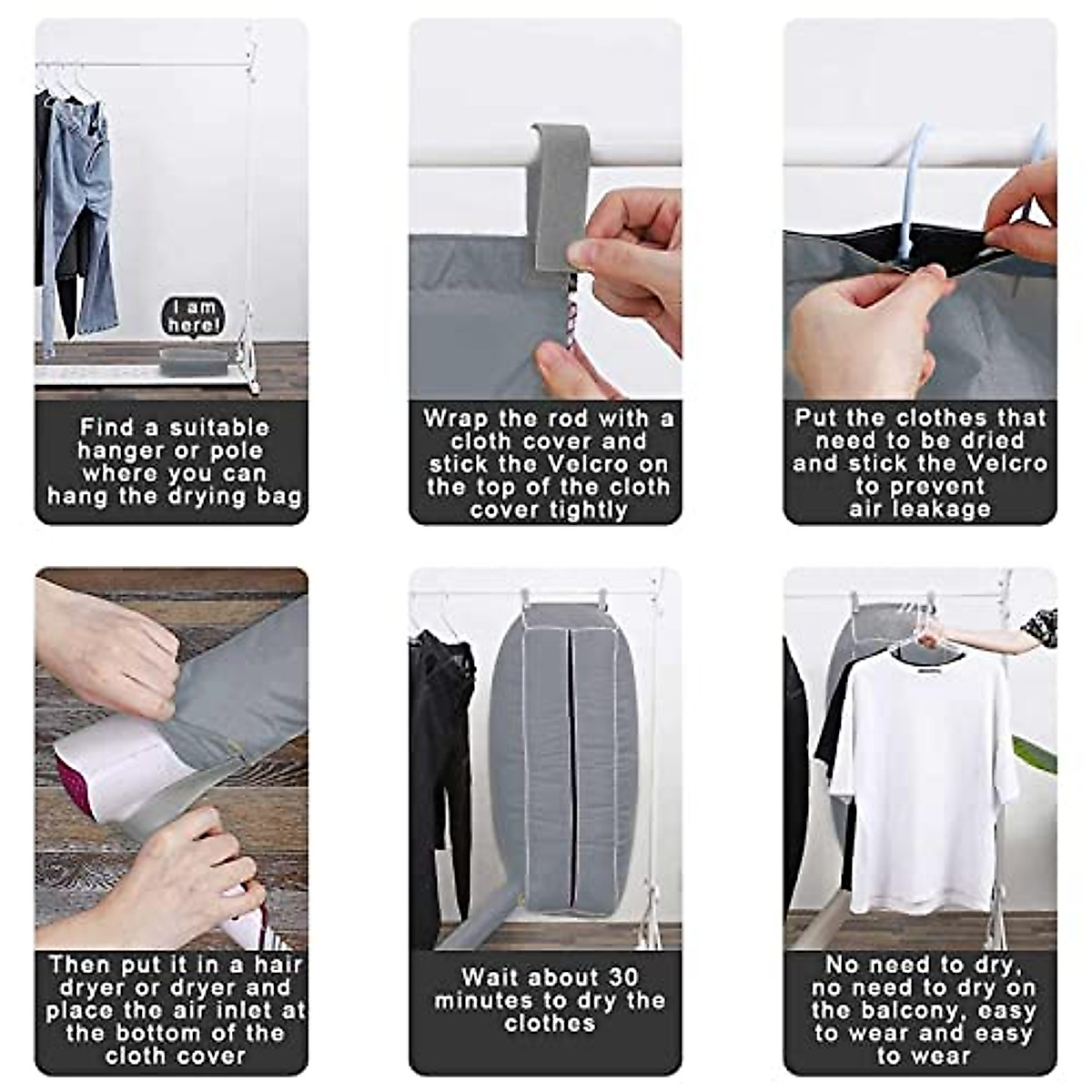 Activane Portable Clothes Dryer, Electric Air Clothes Dryer Bag, Folding Fast Drying Machine,Travel Light Dryer, for Household Apartment