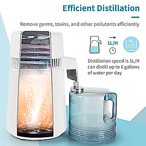 ROVSUN 1.1 Gallon/4L Water Distiller Countertop Distilled Water Machine w/BPA-Free Container & Stainless Steel Interior for Home Use, 750W Distilled Water Maker Purifier, Distilling Pure Water Maker