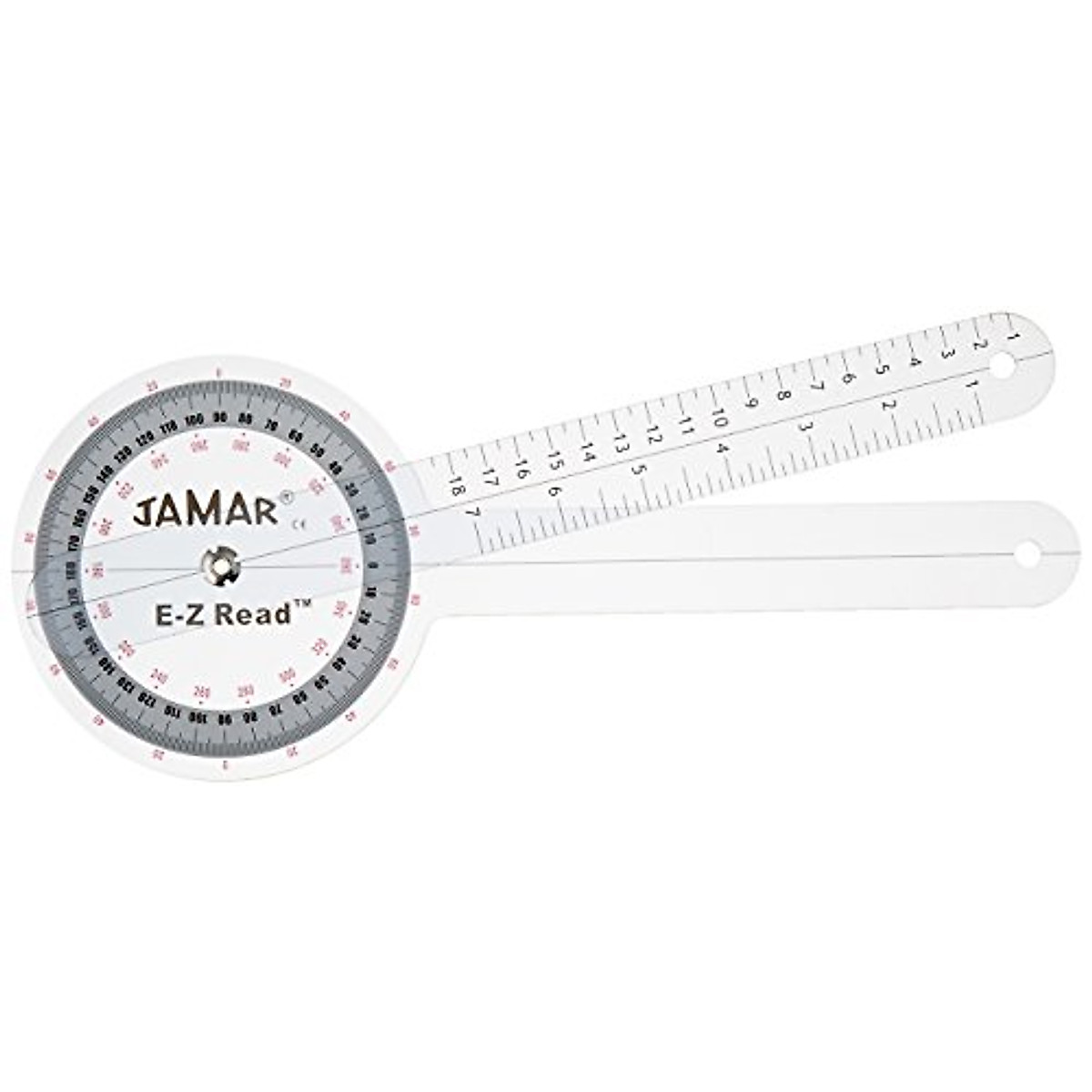 Jamar EZ Read 12.5" (32cm) Goniometer, Easy to Read Manual Range of Motion Measure Tool, Accurate Angle Measuring Device, Transparent Protractor Instrument, Inch & Centimeter Linear Measurement