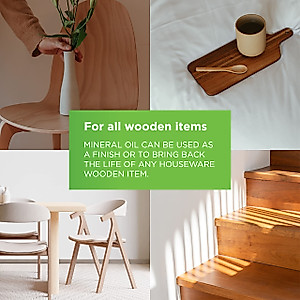 Nordicare Food Grade Mineral Oil - Tasteless and Odourless Cutting Board Oil - Suitable for Wood and Bamboo Countertops, Cutting Boards and Blocks, Stainless Steel, Stone (34oz)