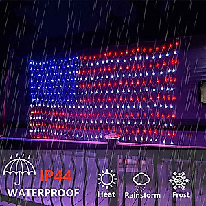 YASENN American Flag String Lights Outdoor 400LED USA Flag Net Lights 8Modes Waterproof Camping Flag LED Flag with Timer for Yard, Garden, Camping, Party, Christmas Decorations(Plug in Power)