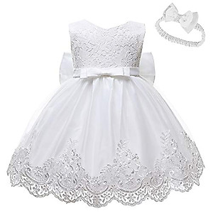 LZH Baby Girl White Dresses 3-6 Months,Baptism Dresses Baby Girl Christmas Dress,Baby Girl Party Dress Wedding Pageant