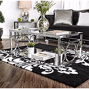 Furniture of America Beller Contemporary Metal 1-Shelf Coffee Table in Chrome