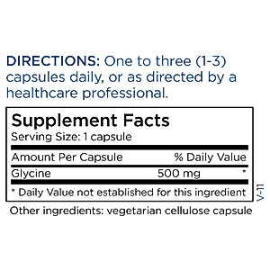 Metabolic Maintenance Glycine - Pure 500mg Amino Acid Supplement - Liver Health, Joint, Mood, Sleep + Detox Support (250 Capsules)