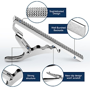 Tie Clips for Men Skinny Necktie in 1.5 Inch Tie Bars Set of 4 with Gift Box for Meeting and Dating wear(Silver)