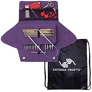 addi Click Grab N Go 5-Inch Interchangeable Circular Set Rocket Tips US 4, 5, 6, 7, 8, 9, 10, 11 and Crochet Tips Metric 4, 5, 6, 7, 8 with 4 Blue Cords with Project Bag
