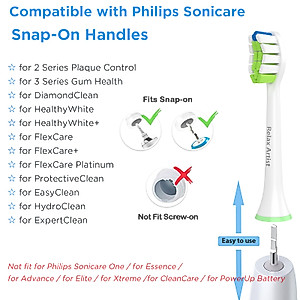 Relax Artist Toothbrush Replacement Heads for Philips Sonicare, Electric Replacement Toothbrush Head Compatible with Phillips Sonic Care Snap on Brush (4 Pack)