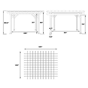 U-MAX Outdoor Pergola 12'x10' Wood Pergola Gazebo with Durability, Stability, Structure, Snow and Wind Supported, Corrosion Resistance for Patio Deck Garden