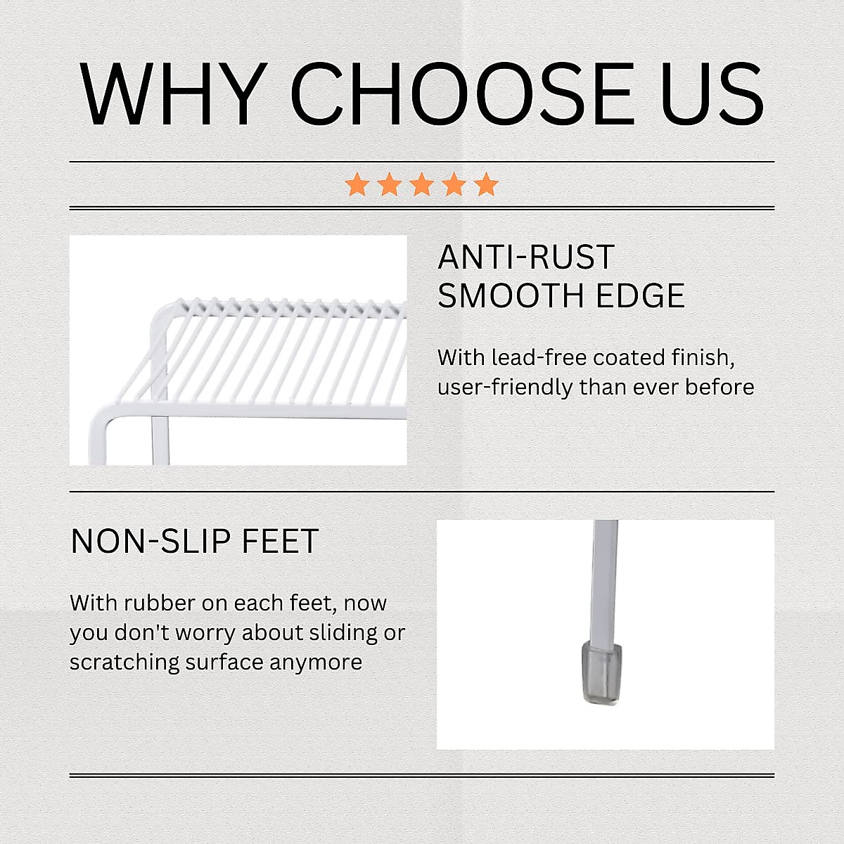 WIRESPIRIT - Expandable Shelf Organizer (2 Pieces) for Countertop, Cupboard, Cabinet, Pantry - Adjustable Kitchen Organization Shelf Rack - White